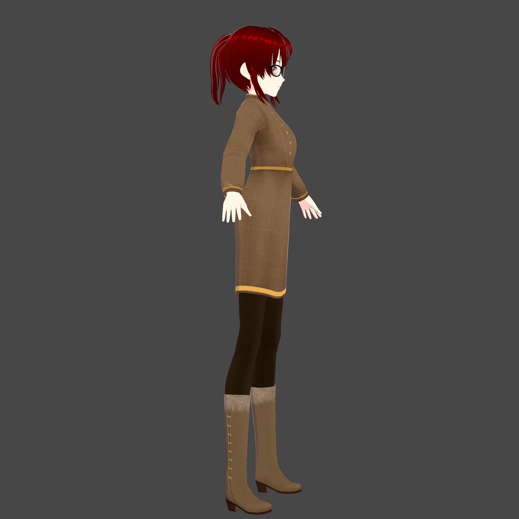 Military Style Brown Vroid Dress Outfit - koki Najma - BOOTH