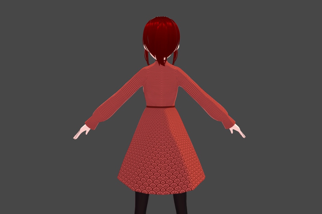 Brick Red Vroid Dress - koki Najma - BOOTH