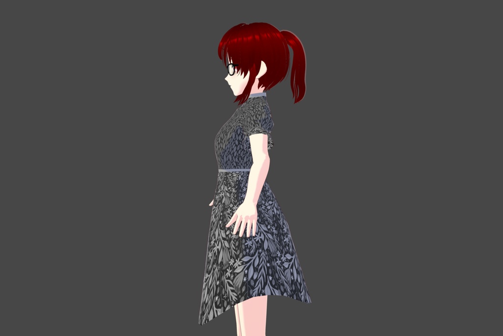 Grey/Black "Leaf-Pattern" Vroid Dress - koki Najma - BOOTH