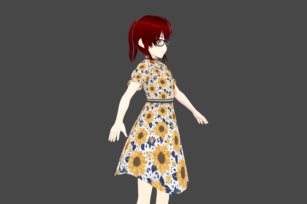 Sunflower-Pattern Vroid Dress - koki Najma - BOOTH