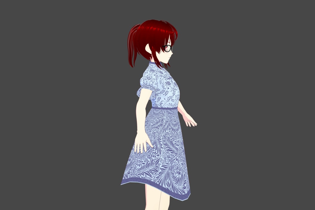 Fancy Blue Floral Vroid Dress - koki Najma - BOOTH