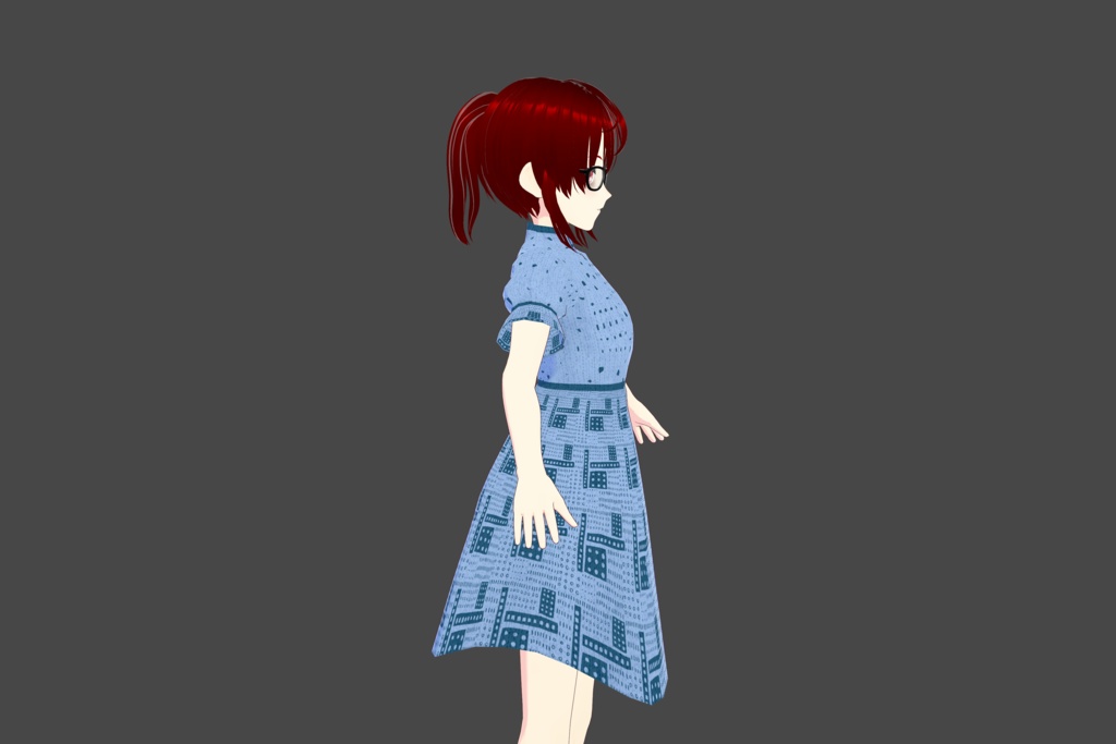 Blue Shapes Pattern Vroid Dress - koki Najma - BOOTH