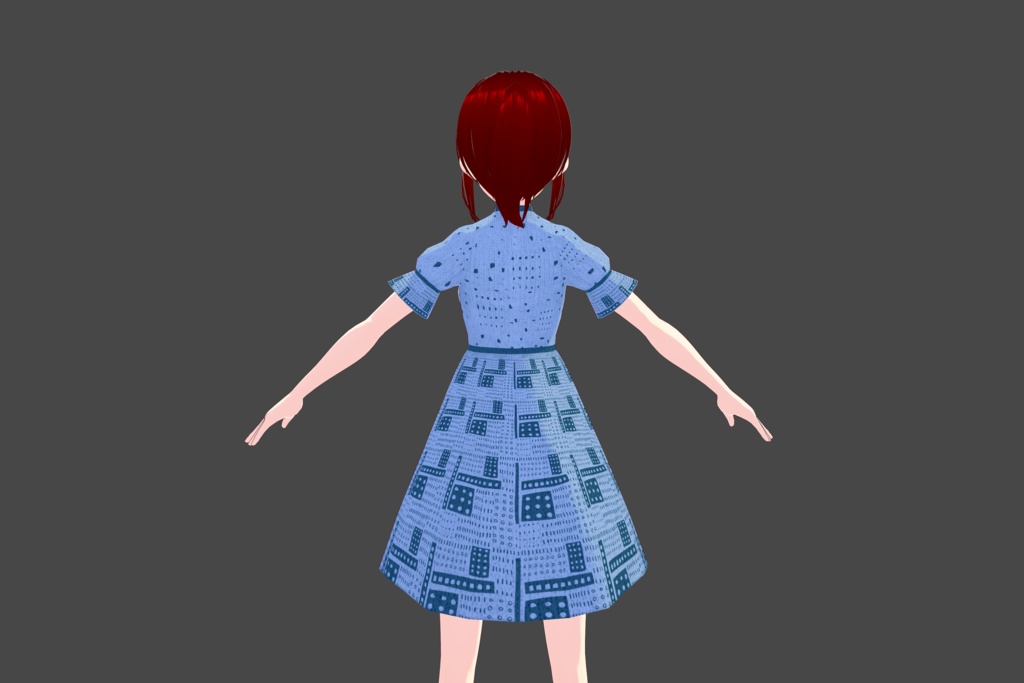 Blue Shapes Pattern Vroid Dress - koki Najma - BOOTH