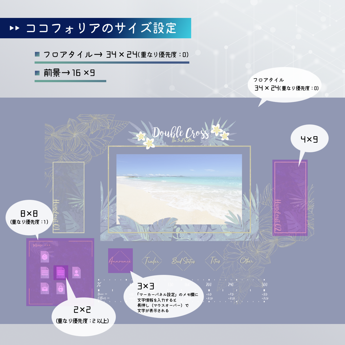 【無料】ダブルクロス3rdフロアタイル（南国） - しかばねのTRPG小屋 - BOOTH