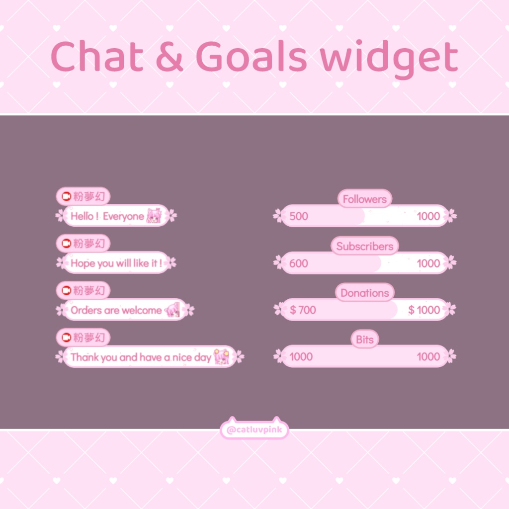 【配信】Sakura - Chat and Goals Widget for Stream | Twitch/Facebook - ♡ Cat ...