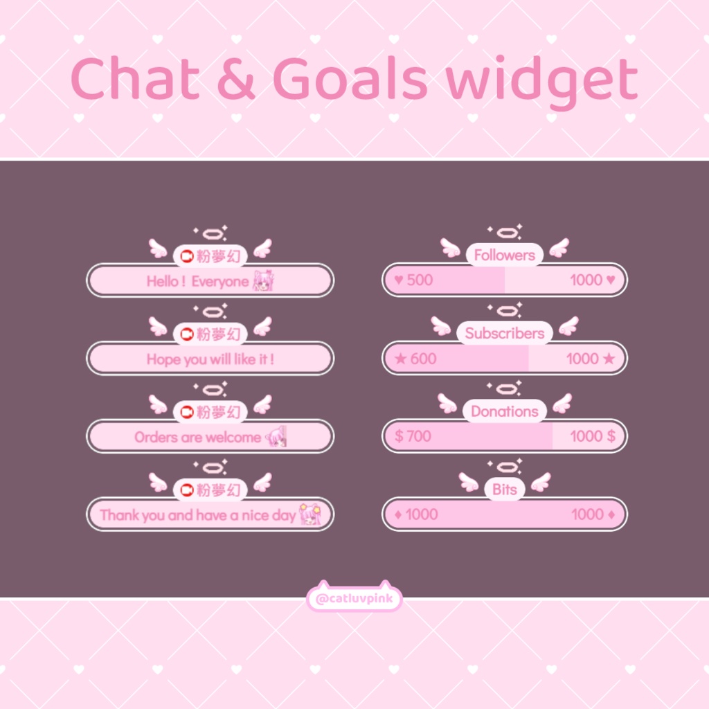 【配信】Angel - Chat and Goals Widget for Stream | Twitch/Facebook - ♡ Cat ...