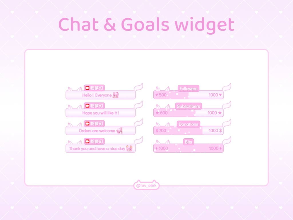 【配信】Pink fox - Chat and Goals for Stream - Twitch/Facebook Chat Box - ♡ Luv_pink ♡ - BOOTH