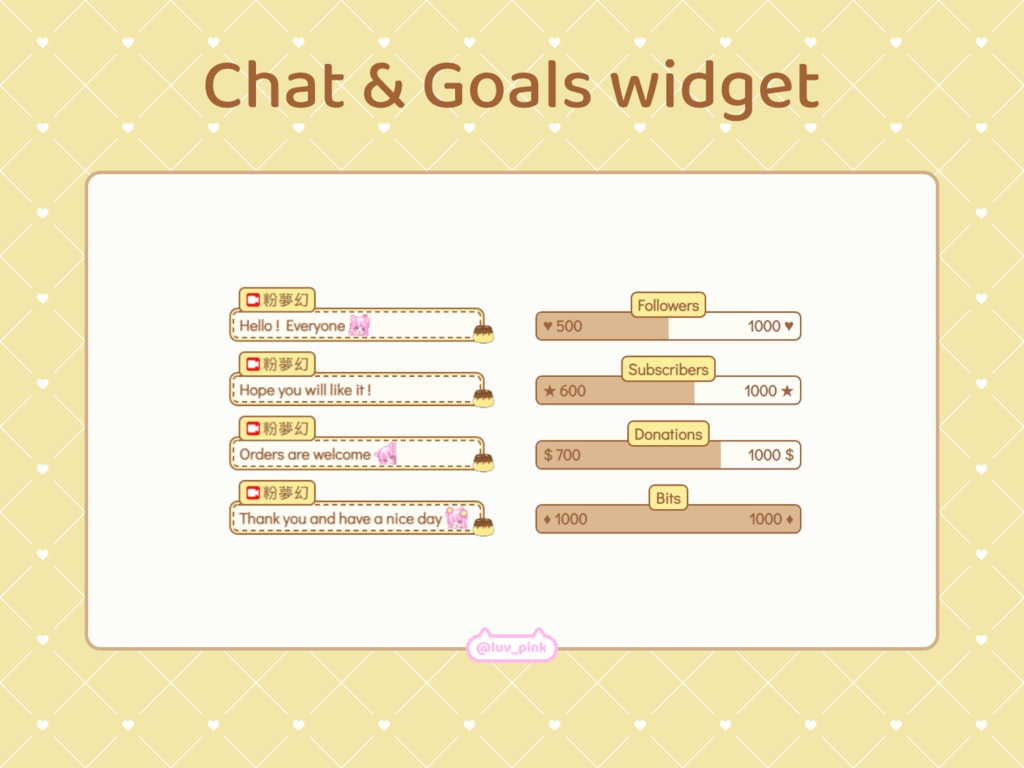 【配信】Pudding - Chat and Goals for Stream - Twitch/Facebook Chat Box - ♡ Luv_pink ♡ - BOOTH