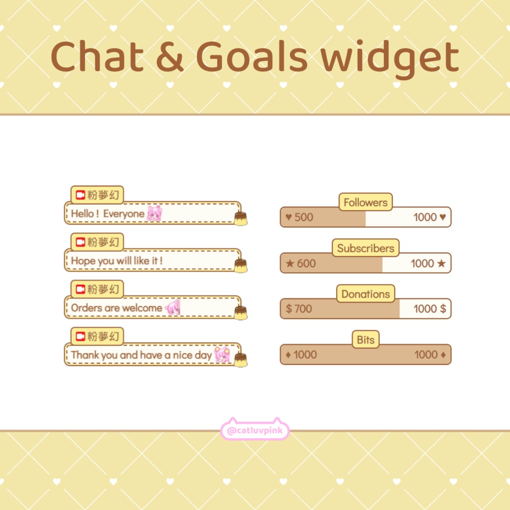 【配信】Pudding - Chat and Goals Widget for Stream | Twitch/Facebook - ♡ Cat Luvpink ♡ - BOOTH