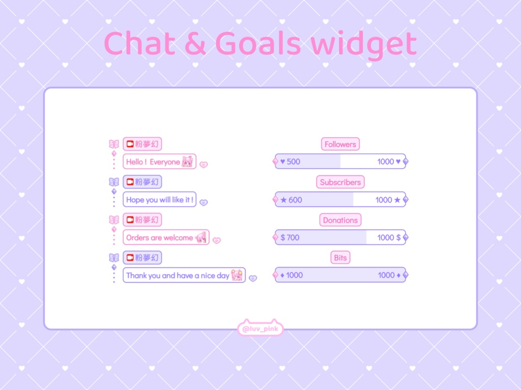 【配信】Cute gems - Chat and Goals for Stream - Twitch/Facebook Chat Box ...