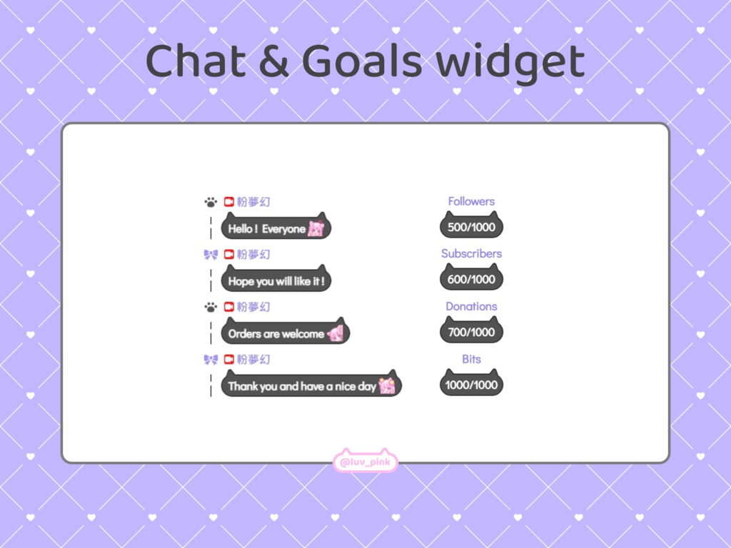 【配信】Mystery cat - Chat and Goals for Stream - Twitch/Facebook Chat Box - ♡ Luv_pink ♡ - BOOTH