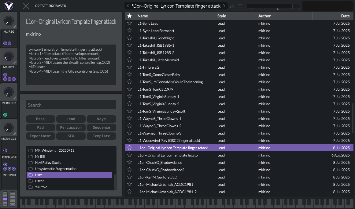 Lyricon-1 Sampling WAV & VITAL Wavetables & Presets for Windsynth (Free ...
