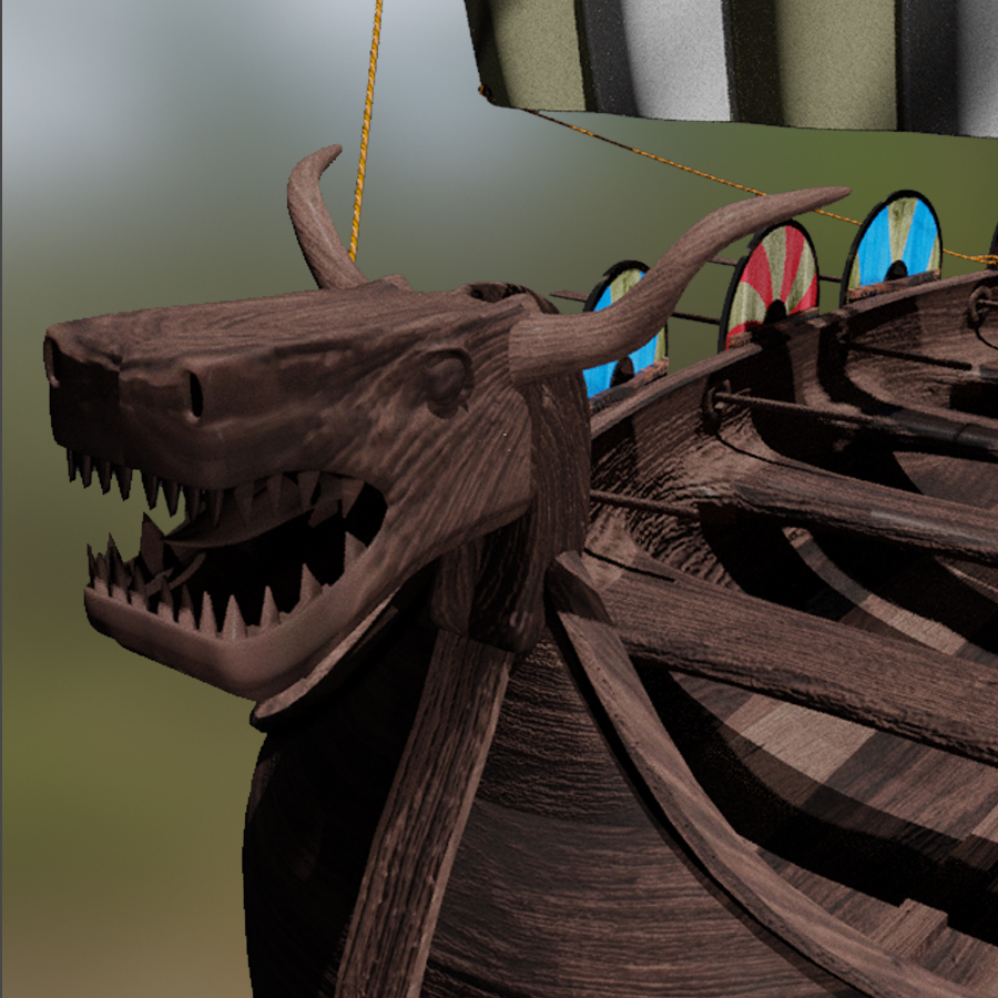 Drakkar Viking Boat Dragon Sea Serpent Head Wood Ship Sail V Shield ...