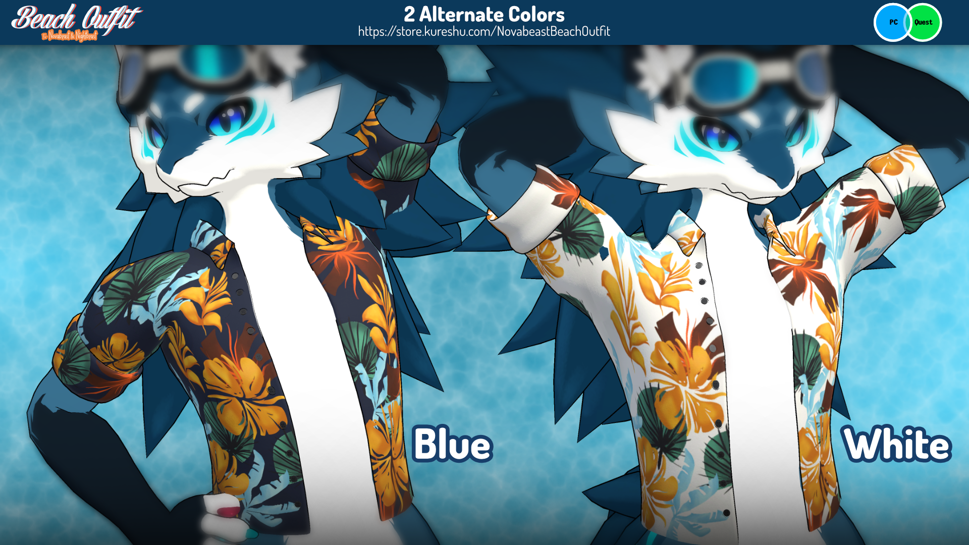 Beach Outfit for Novabeast & Nightbeast (VRChat PC and Quest Compatible ...
