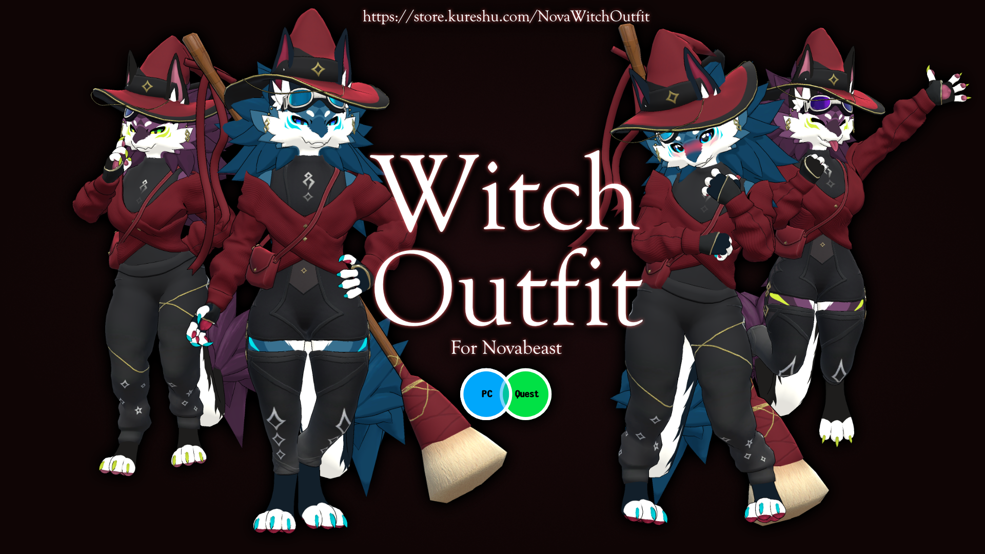 Novabeast Halloween Witch Sweater Outfit (VRChat PC and Quest Compatible) - Kureshu - BOOTH