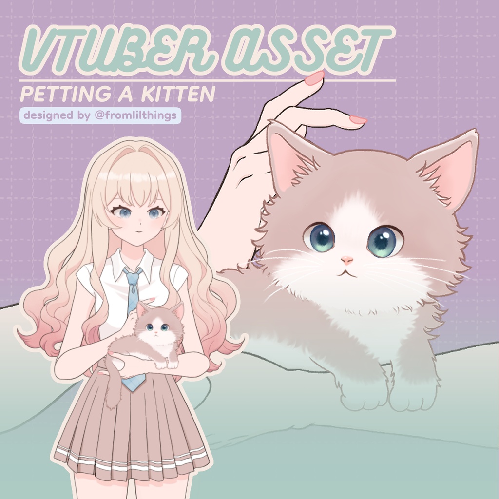 [Live2Dアイテム] Rigged Petting a Kitten, Live2D asset, VTuber Asset ...