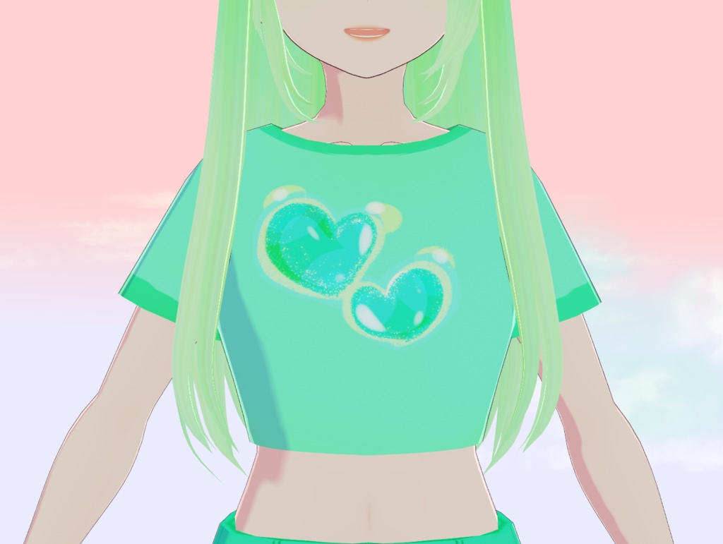 Simple green themed vroid avatar [FREE] - Daisies and Mushrooms - BOOTH