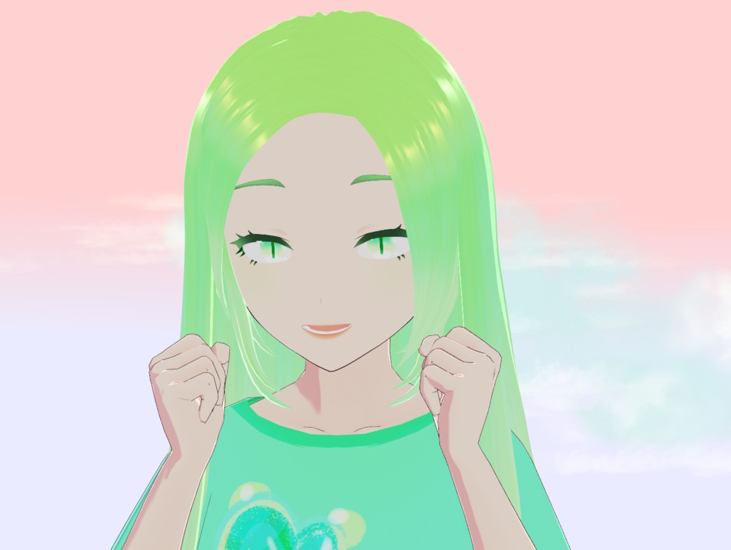 Simple green themed vroid avatar [FREE] - Daisies and Mushrooms - BOOTH