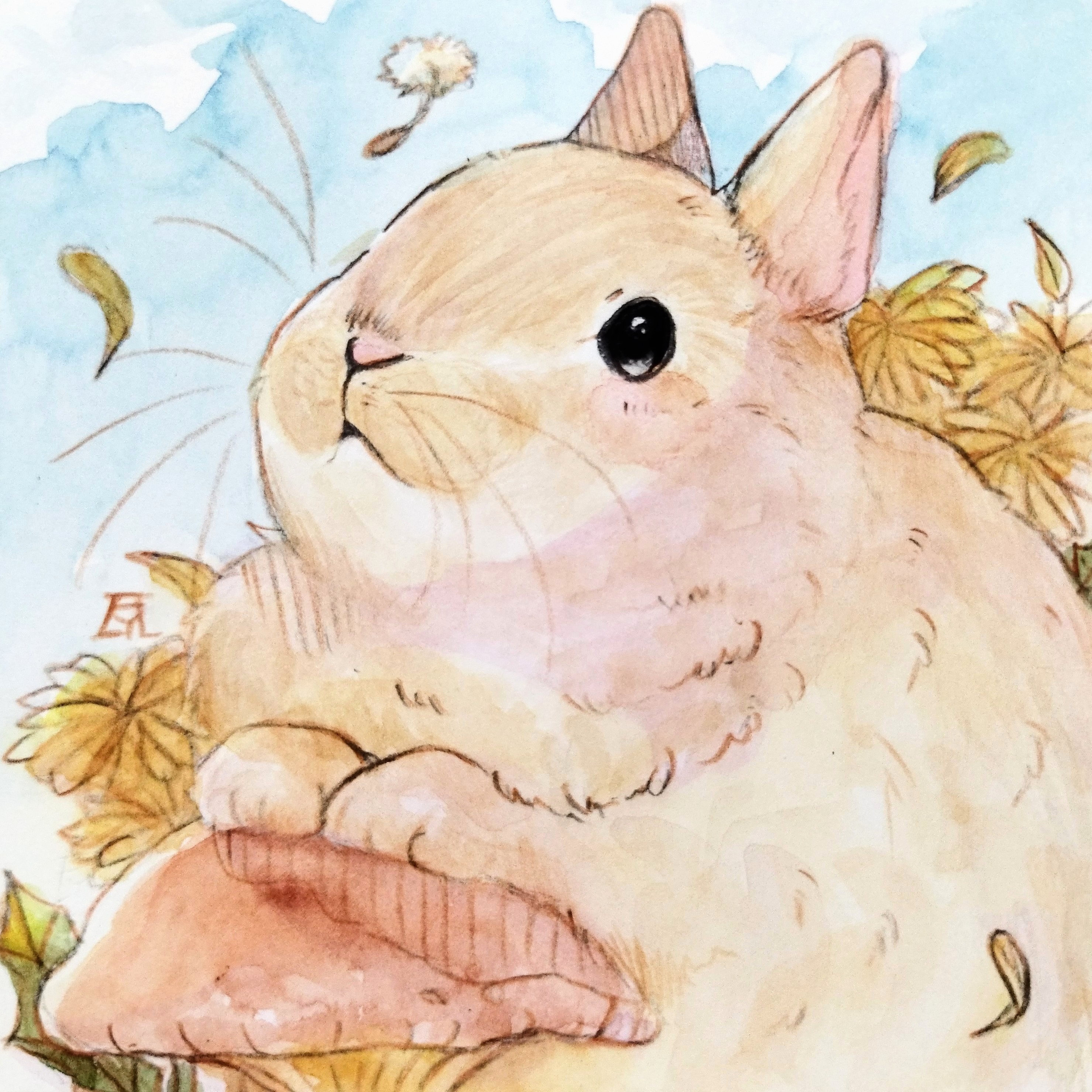 うさぎ 透明水彩イラスト原画 - ふるふる工房 - BOOTH