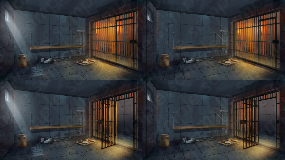 【背景素材】牢屋の背景イラスト・ファンタジー・差分8種【扉開閉・松明有無・灯り有無】 - 素材POMPACK - BOOTH