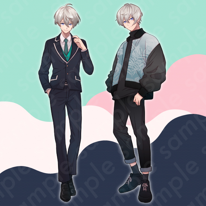 【立ち絵素材】クールな雰囲気の銀髪男子高校生イラスト・制服・私服・全身表情10種＋α - 素材POMPACK - BOOTH