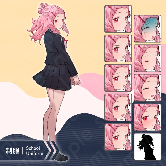 【立ち絵素材5人セット】ブレザーの制服を着た高校生キャラクターイラスト・男性・女性・全身表情10種＋α - 素材POMPACK - BOOTH