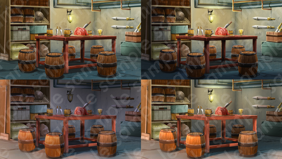 【背景素材】牢屋の待合所の背景イラスト・ファンタジー・室内・家・盗賊のアジト・差分4種 - 素材POMPACK - BOOTH