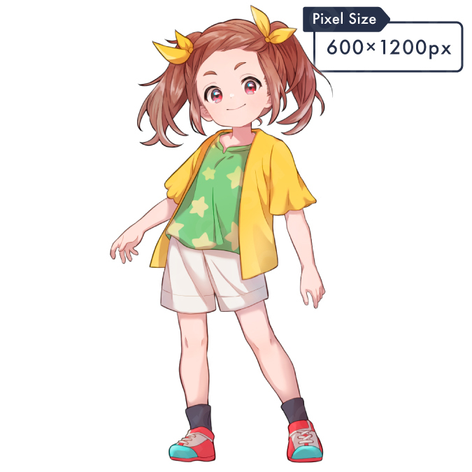 【立ち絵素材】元気で明るい雰囲気の茶髪ツインテール少女のイラスト・現代・女の子・小学生・全身表情11種＋α - 素材POMPACK - BOOTH