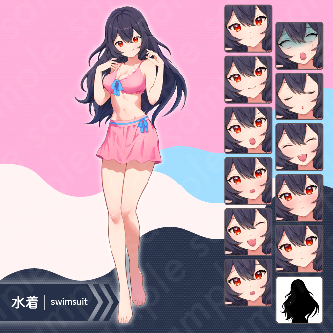 【立ち絵素材】藤宮 麗奈 - 優等生でリーダーシップのある黒髪女子高校生のイラスト・現代・10代・水着姿・私服姿・全身表情11種＋α - 素材POMPACK - BOOTH