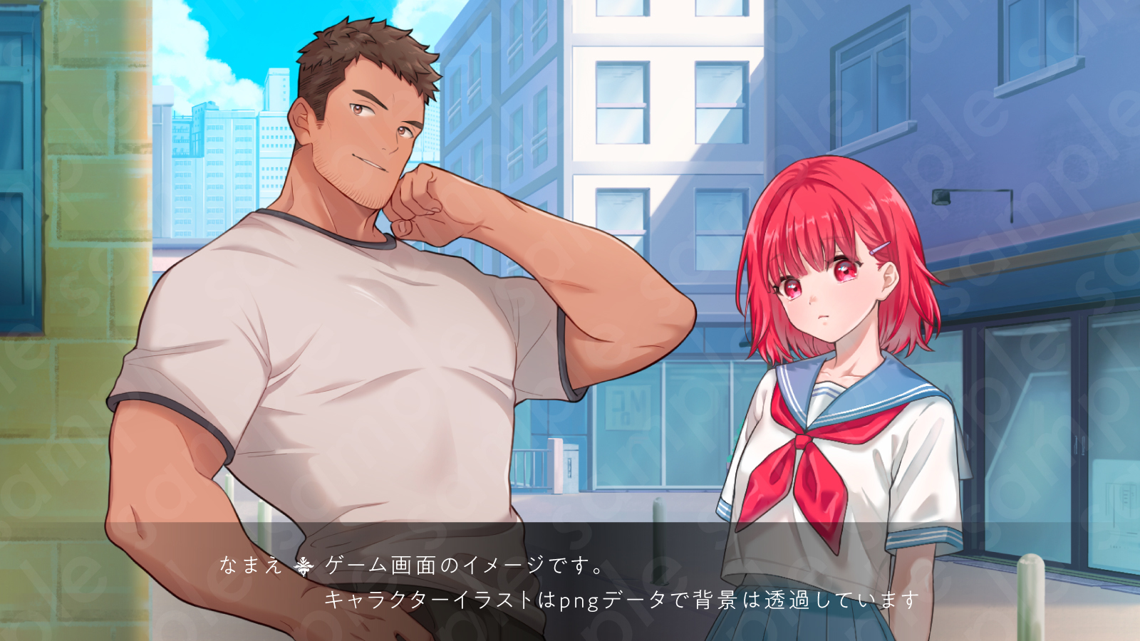 【立ち絵素材】明るく元気な赤髪中学生少女キャラクター・セーラー服＆私服2種セット・表情12種＋α - 素材POMPACK - BOOTH