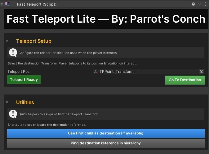 Fast Teleport Lite [VRChat Player Teleport] - Parrot's Conch - BOOTH