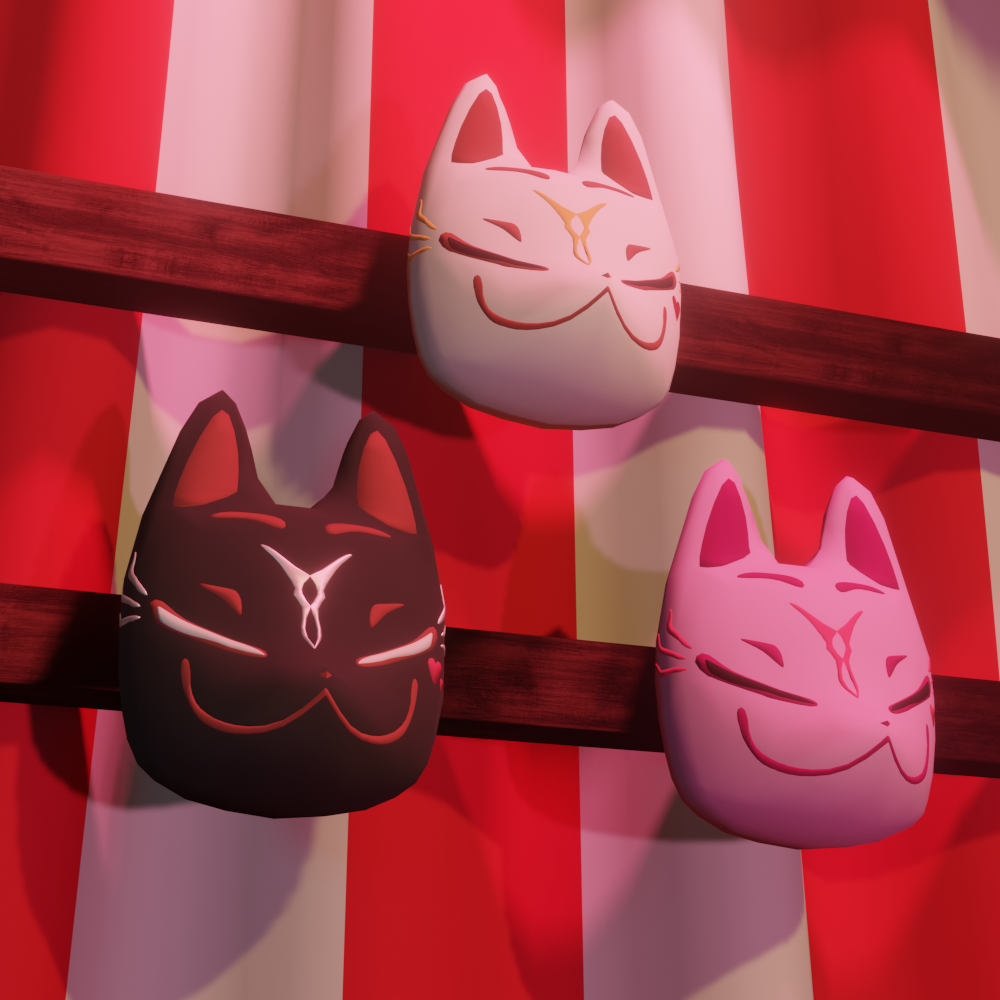 【3Dモデル】かわいい狐のお面♥ -Cute Fox Mask♥-【VRChat想定】 - gugigogogega's - BOOTH