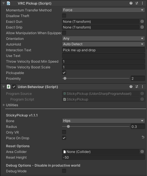Sticky Pickup [VRChat / Udon] - AlexOttr - BOOTH