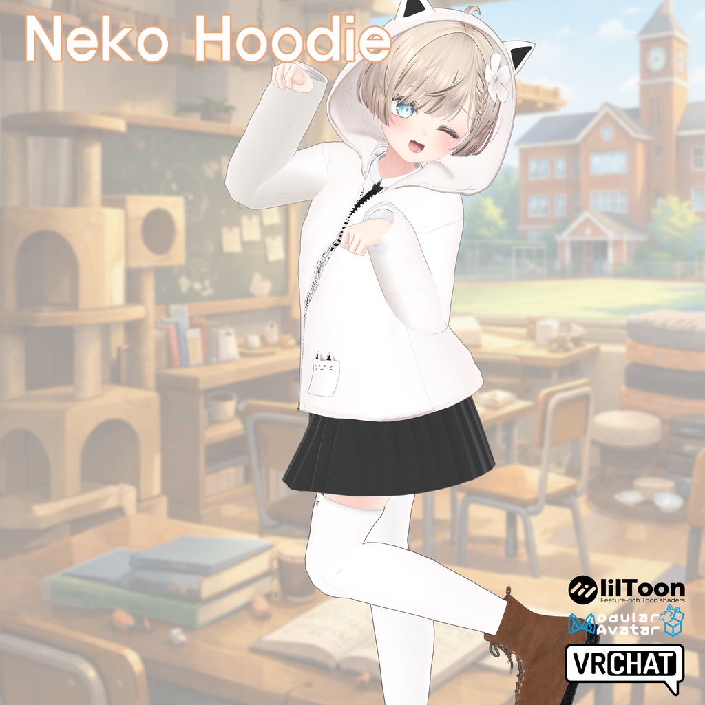 【4アバター対応】Neko Hoodie - 猫パーカー【VRChat】 - TomatoPuree - BOOTH