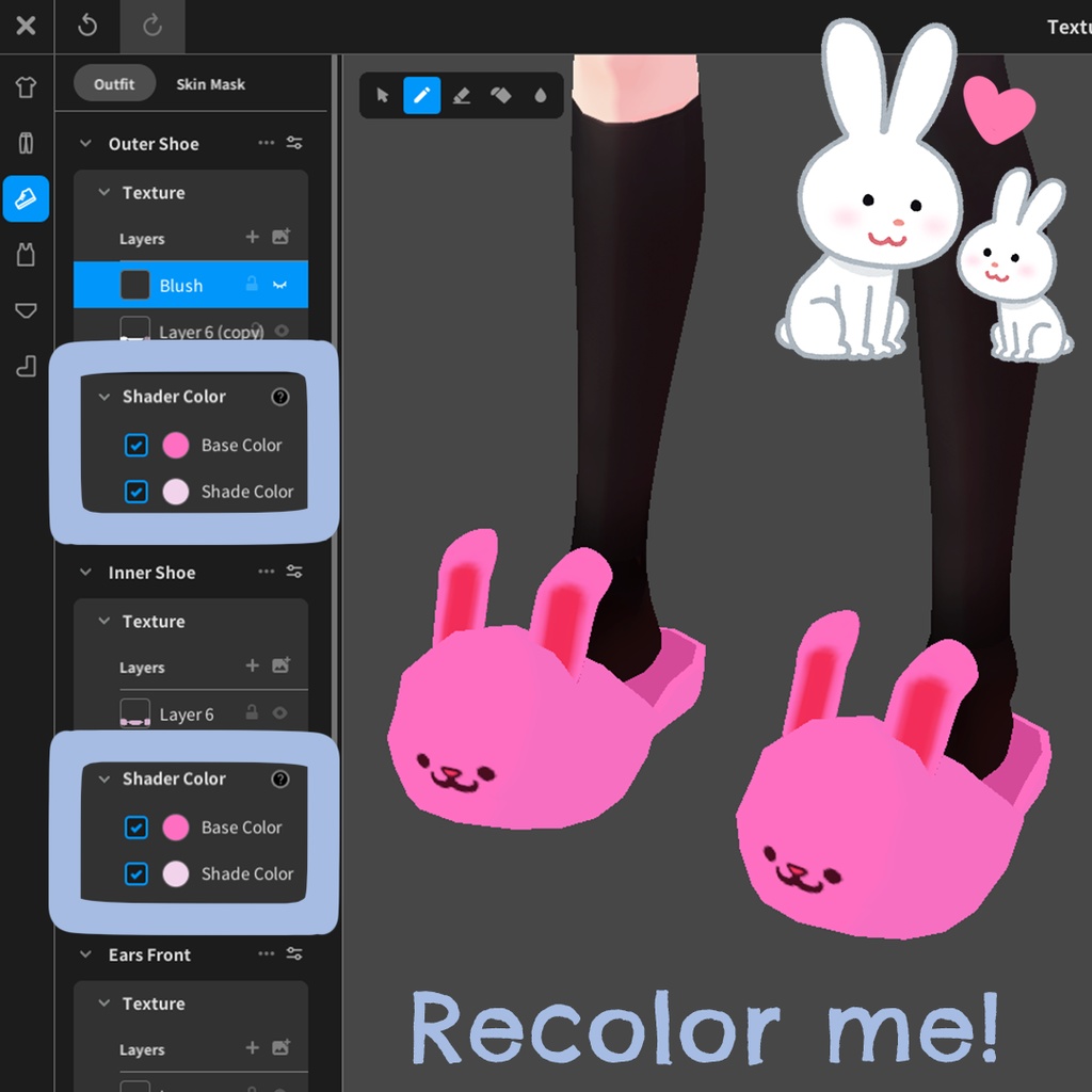 [ FREE ] VRoid / XWear Simple Cute Bunny Slippers Shoes 🐰💖 - Grody's ...