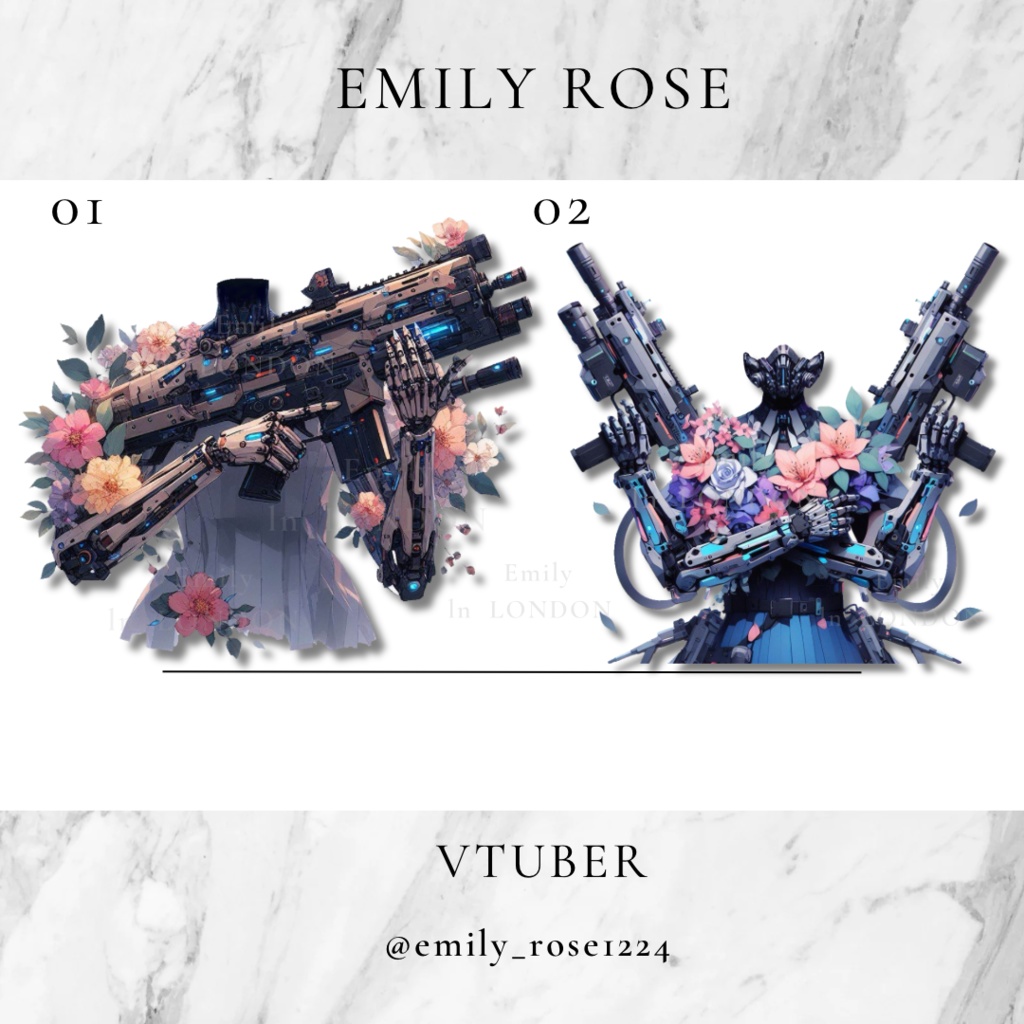 【vtuber向け】サイバー風の銃 /Cyber Rose / 全2種〈透過png〉無料 - EMILY SHOP - BOOTH
