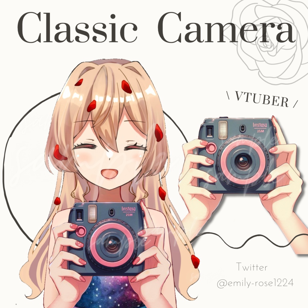 【Vtuber素材】かわいいレトロカメラを持つ手 / camera〈透過png〉 - EMILY SHOP - BOOTH