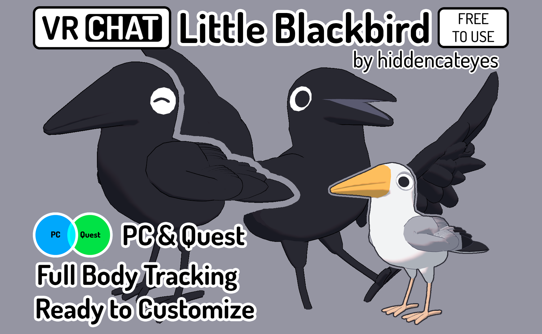 Little Blackbird - VRChat Avatar - hiddencateyes - BOOTH