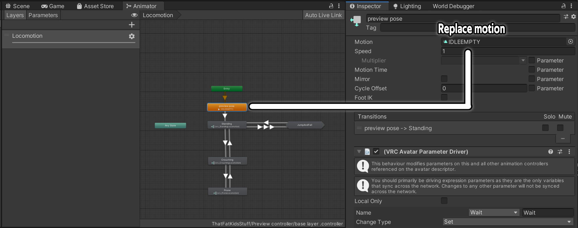 [VRChat] Locomotion layer addon - ThatFatKidsMom - BOOTH