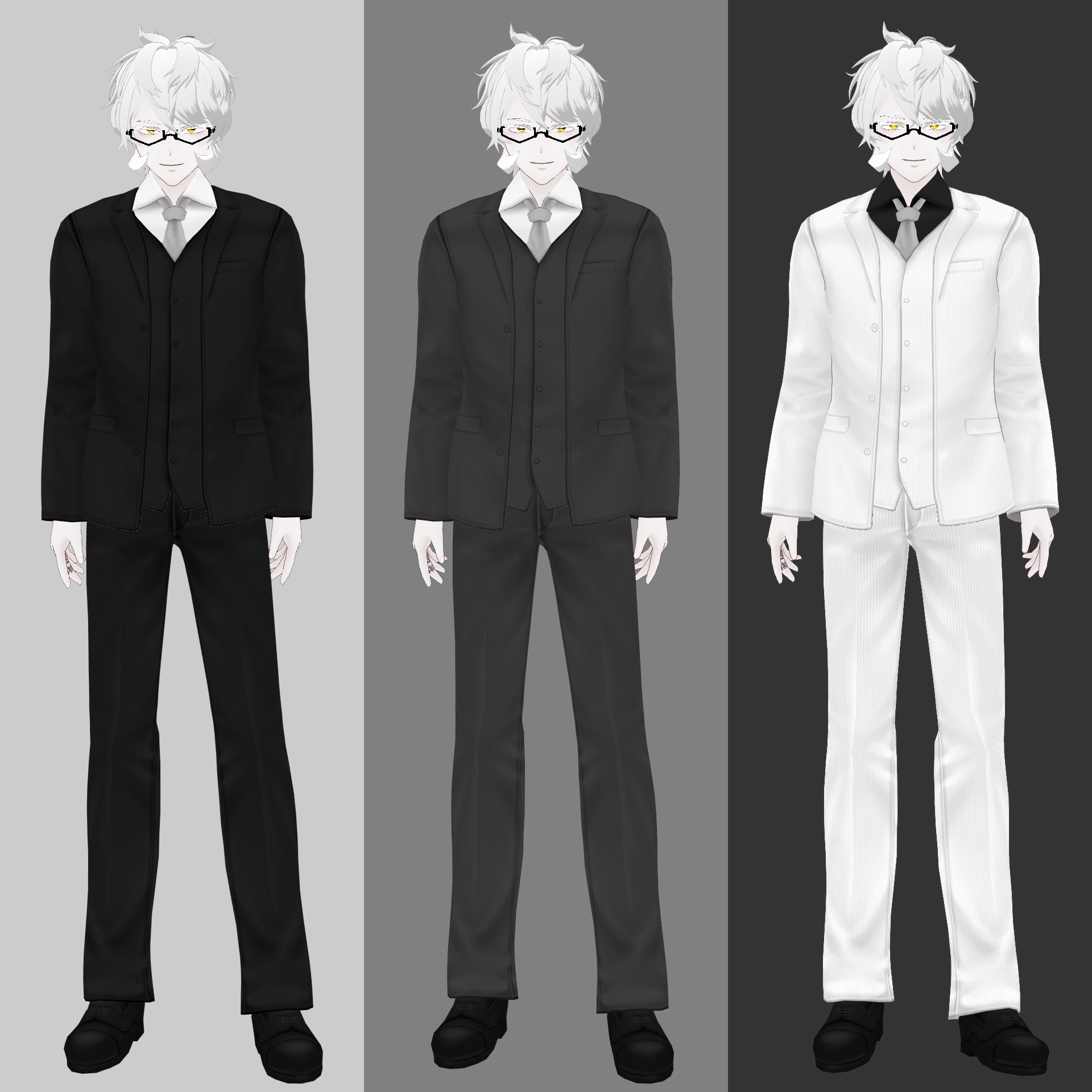 [VRoid/Free] Classic Three-Piece Suits Black/Gray/White クラシックスリーピーススーツ ...