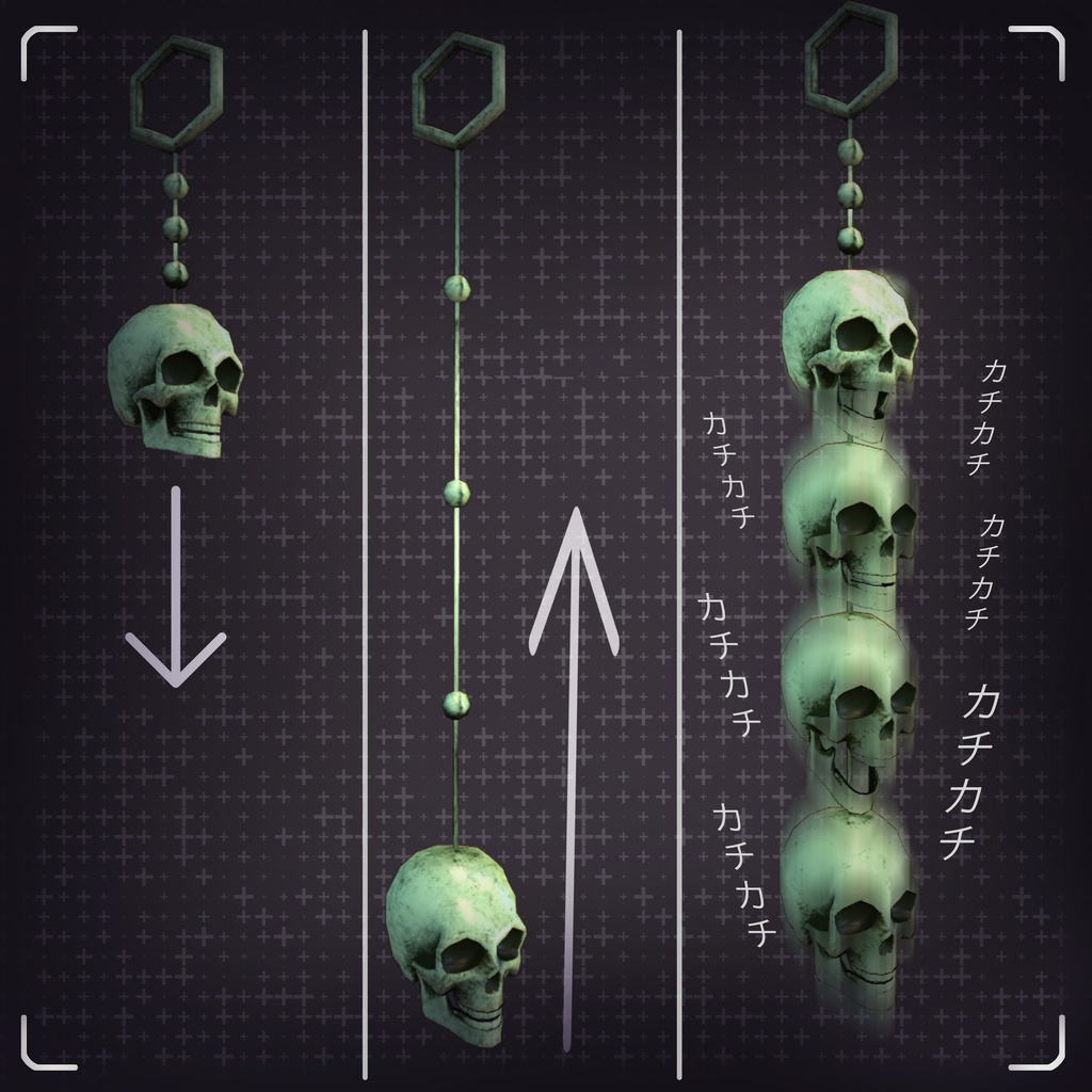 [VRChat/3Dモデル]チャタースカルイヤリング/Chattering Skull Earring - BlackRook - BOOTH