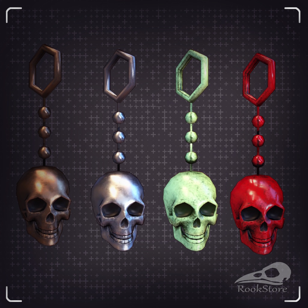 [VRChat/3Dモデル]チャタースカルイヤリング/Chattering Skull Earring - BlackRook - BOOTH