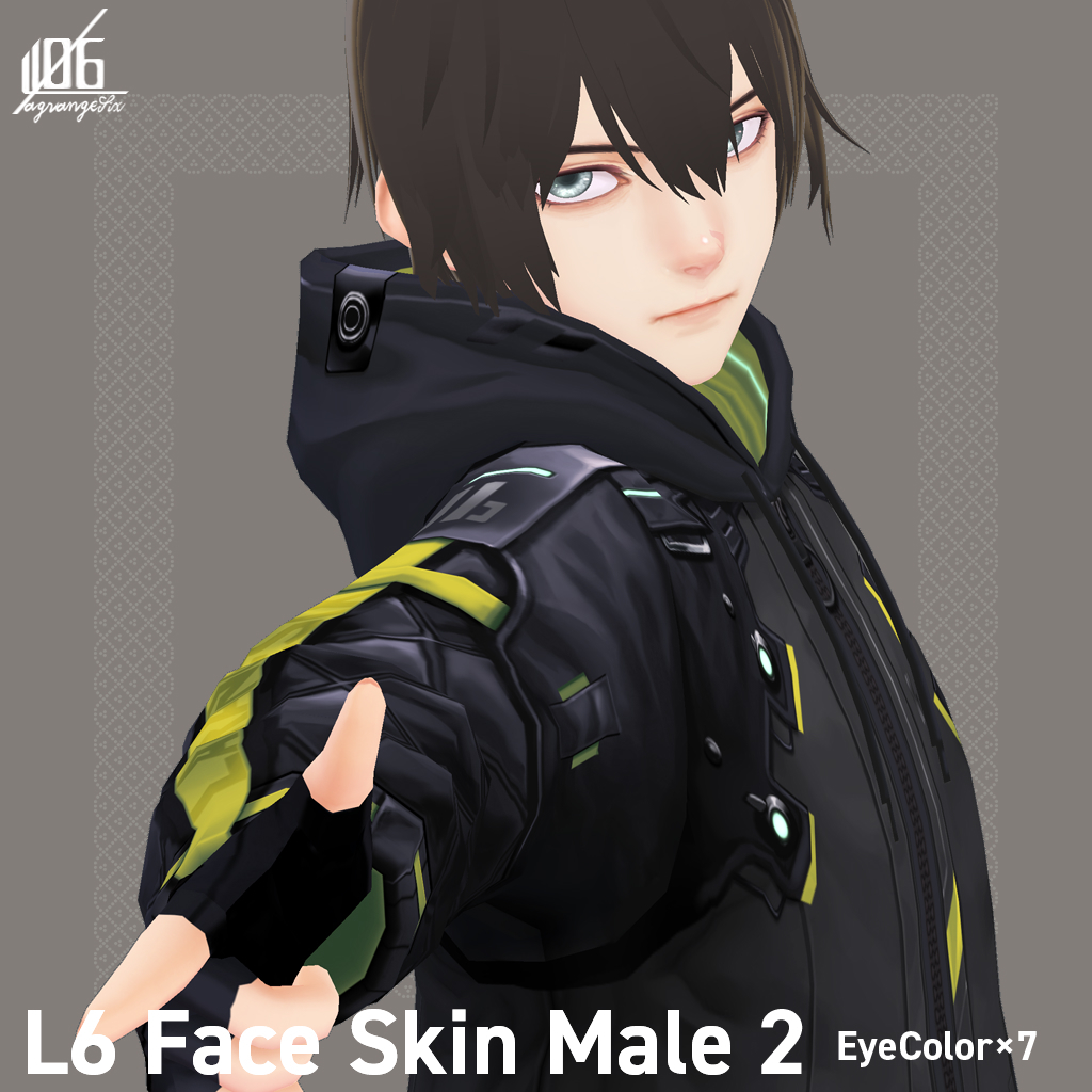 VRoid正式版対応済☆★L6 フェイススキン（男性用）2+瞳7色付/Face Skin Male2 +α★☆【VroidStudio ...