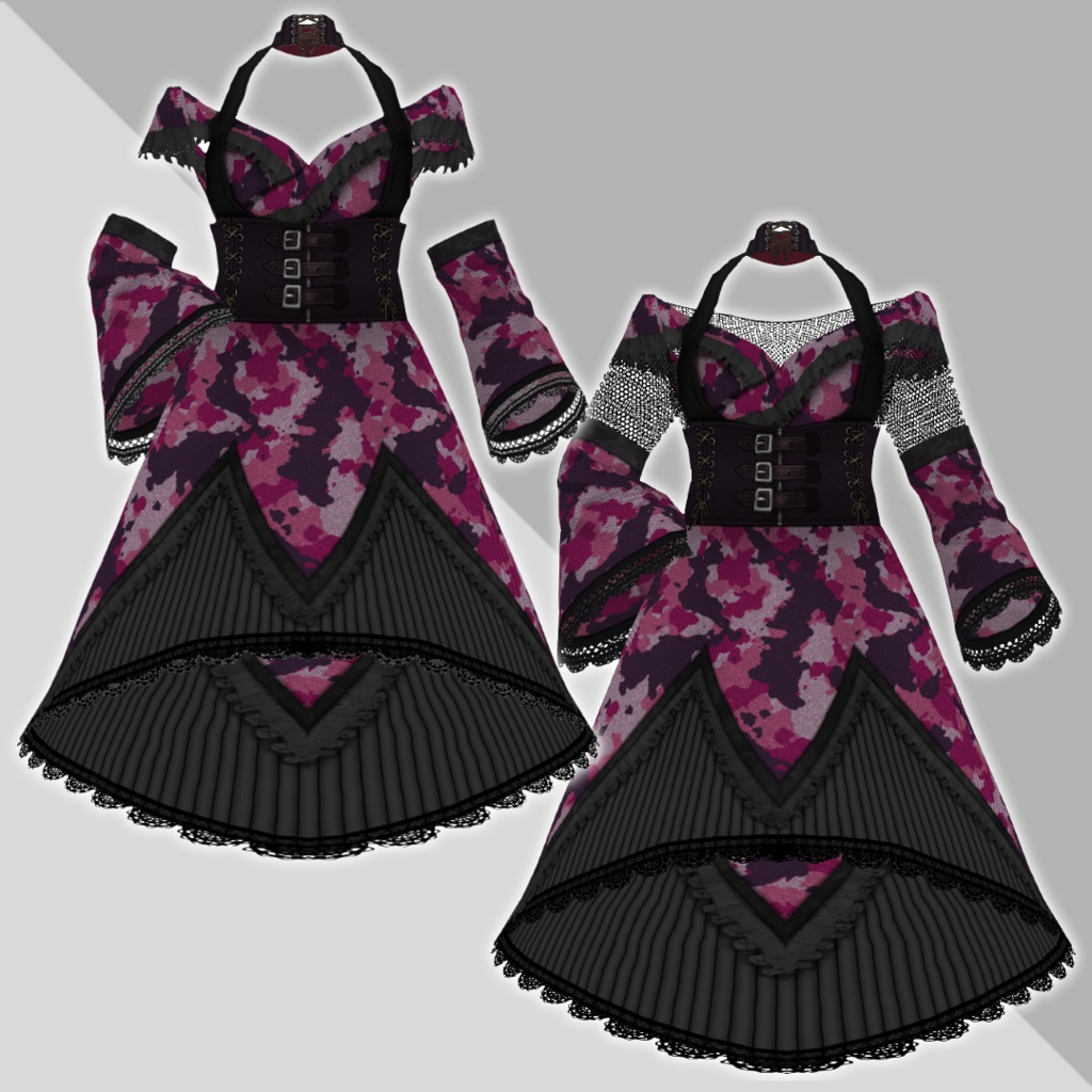 [VRoid] Camouflage Lolita Dress [VRoid β & Stable ver.] - NicorinSHOP ...