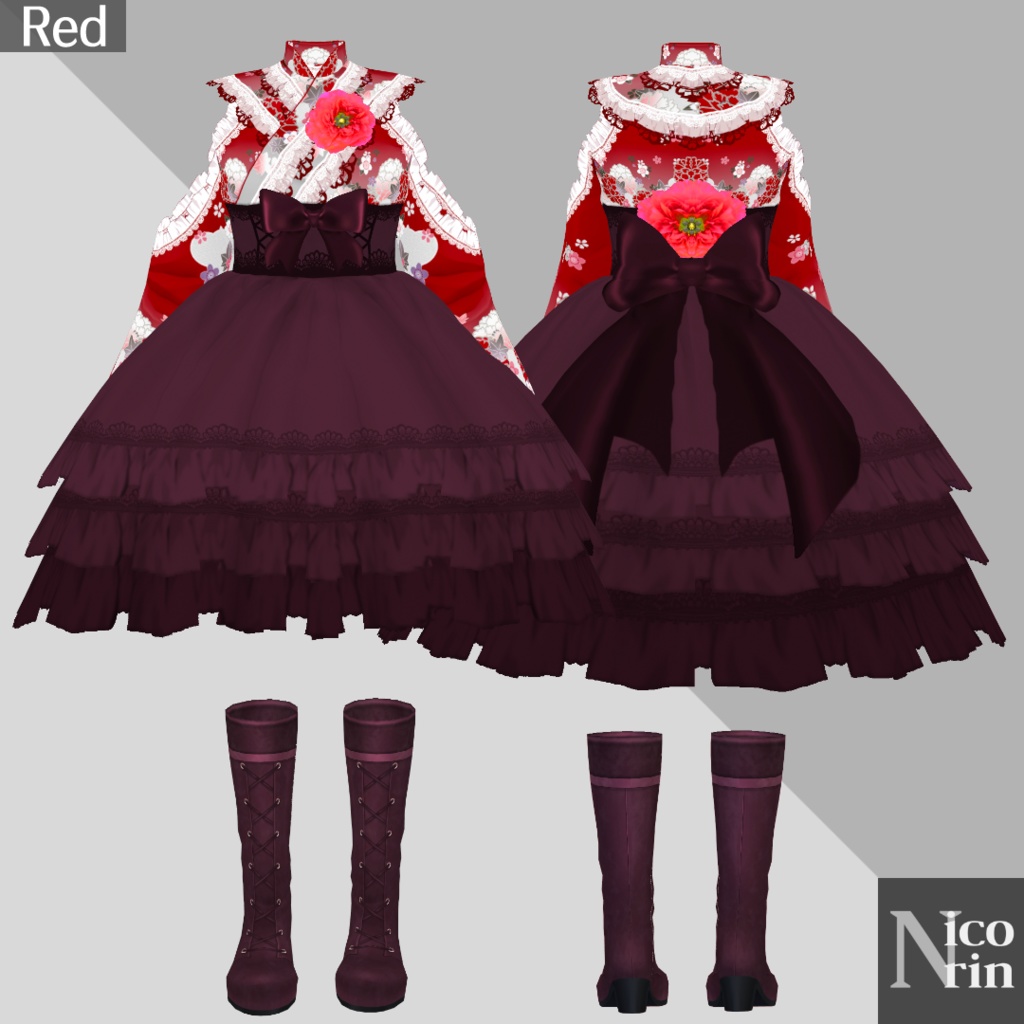 [VRoid] Kimono Dress [VRoid Stable ver.] - NicorinSHOP - VRoid - BOOTH