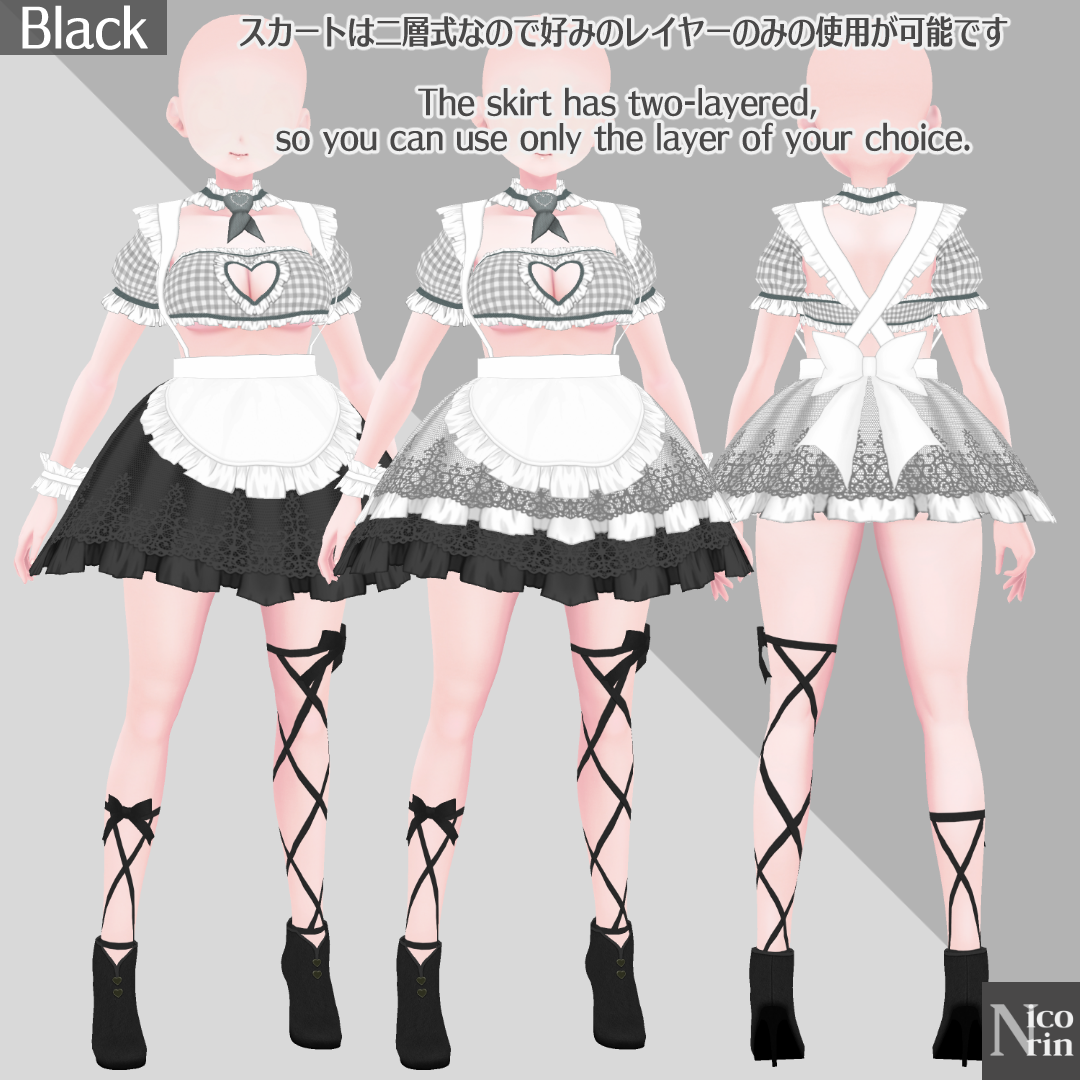[VRoid] Check Maid Mini Dress [VRoid Stable ver.] - NicorinSHOP - VRoid ...