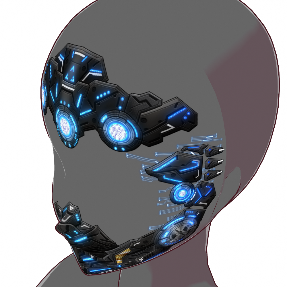 VRoid用 4色展開 サイバーマスク/インプラント/ヘッドギア - Cyber Mask / Implant / Headgear ...