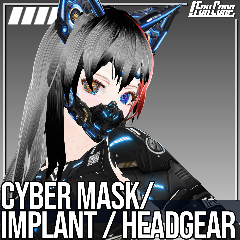 VRoid用 4色展開 サイバーマスク/インプラント/ヘッドギア - Cyber Mask / Implant / Headgear ...