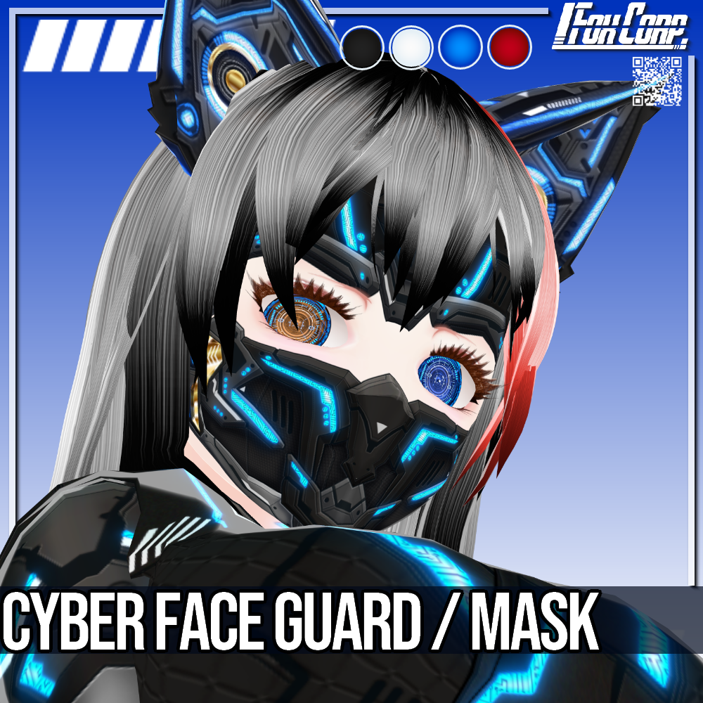 VRoid用 4*5色展開 サイバーマスク / フェイスガード - Cyber Faceguard / Mask - Fox Corp ...