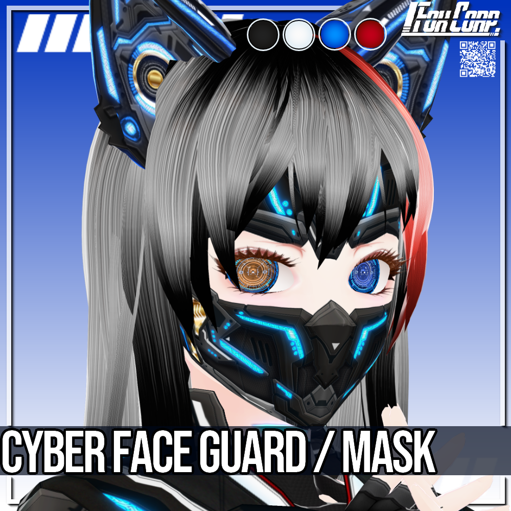 VRoid用 4*5色展開 サイバーマスク / フェイスガード - Cyber Faceguard / Mask - Fox Corp ...